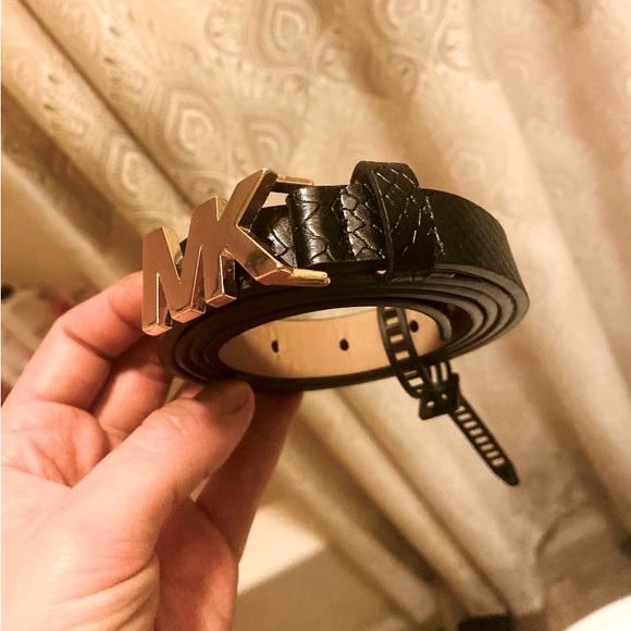 KORS Michael Kors | Accessories | Mk Womens Black Snake Skin Sm Belt ...